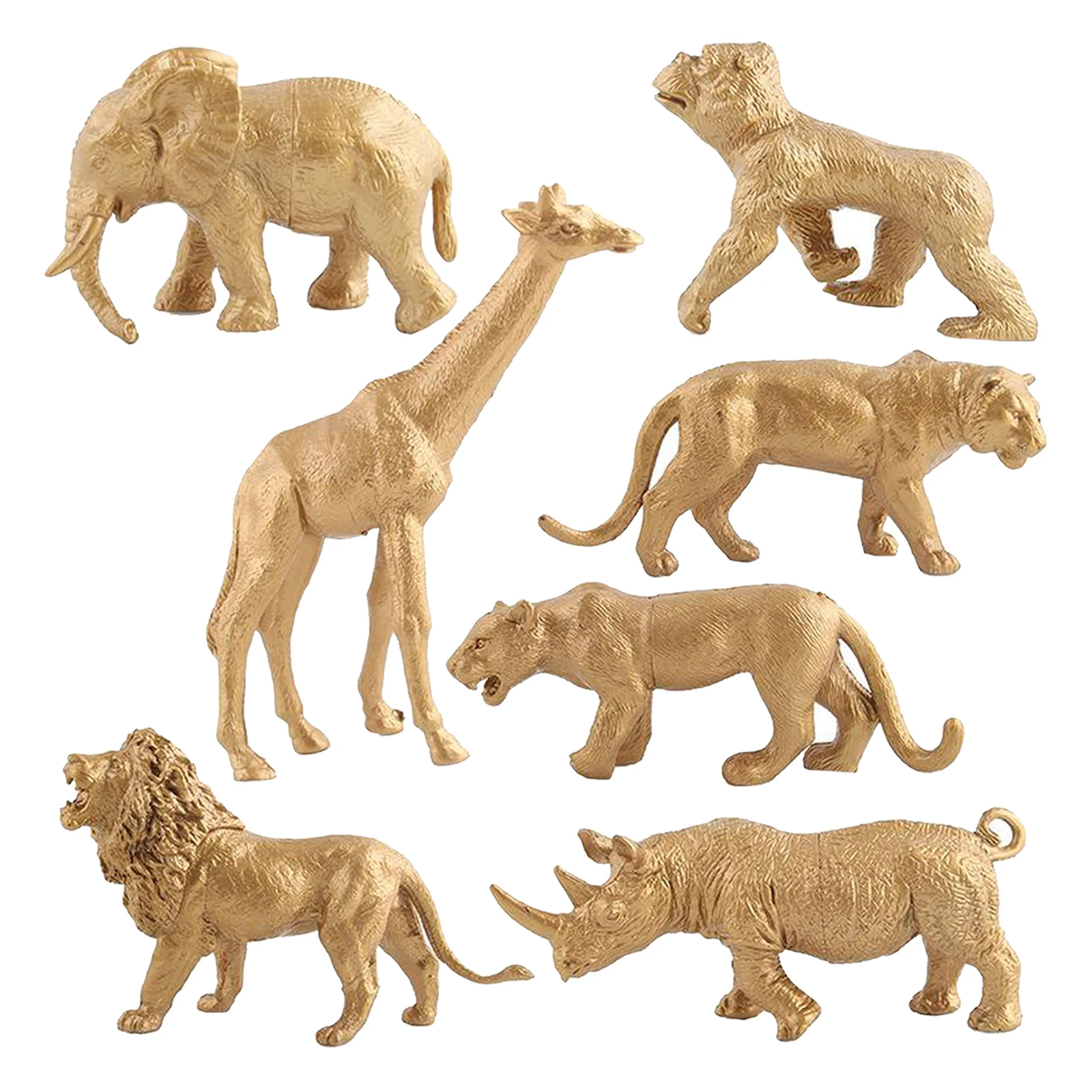 New Wild Animal Figures Simulation Model Figurine Statue Golden ...