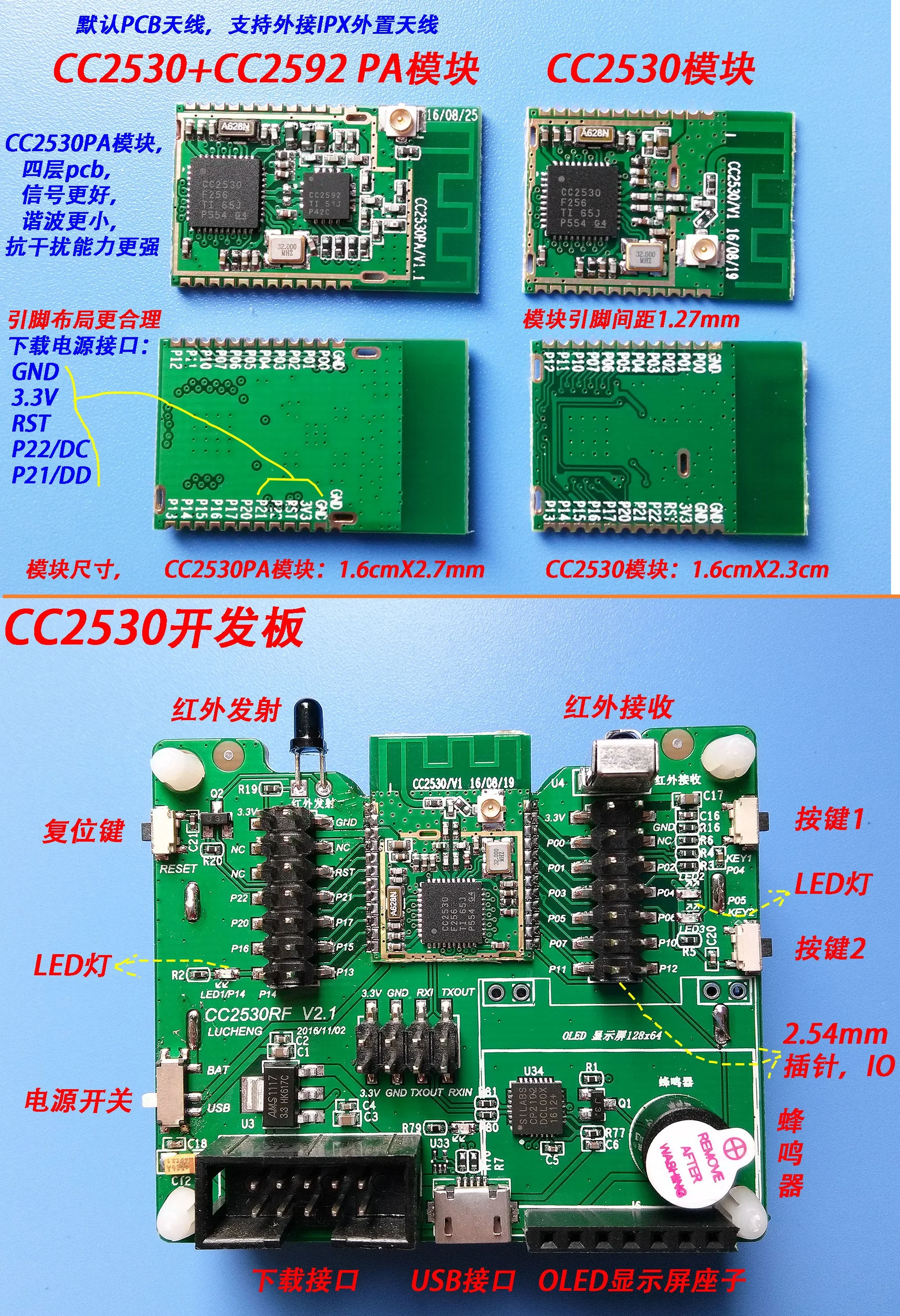 Cc2530 Module, Cc2530+cc2592 Pa Module, Cc2530 Development Board ...