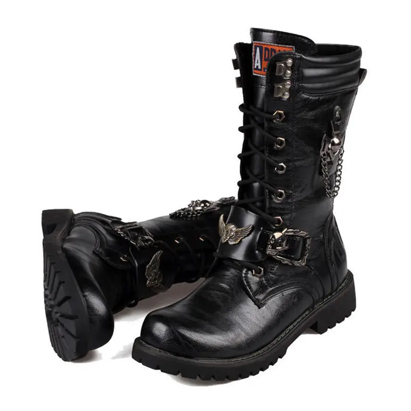 ZERO MORE botas militares para hombre, botines con cadena, Calavera ...
