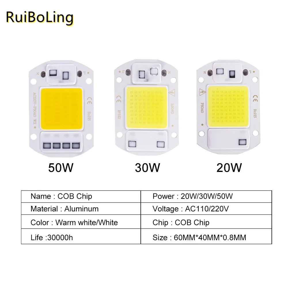 Chip de diodos LED F6040, Bombilla de lámpara de 50W, 30W, 20W, CHIP COB de 220V, módulo de ...