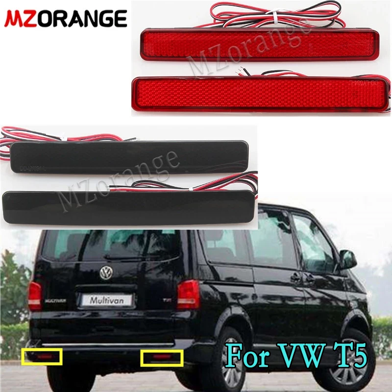 Led 2pcs 리어 범퍼 리플렉터 라이트 Vw T5 트랜스 포터 Multivan 2003 2011 테일 스톱 신호 브레이크