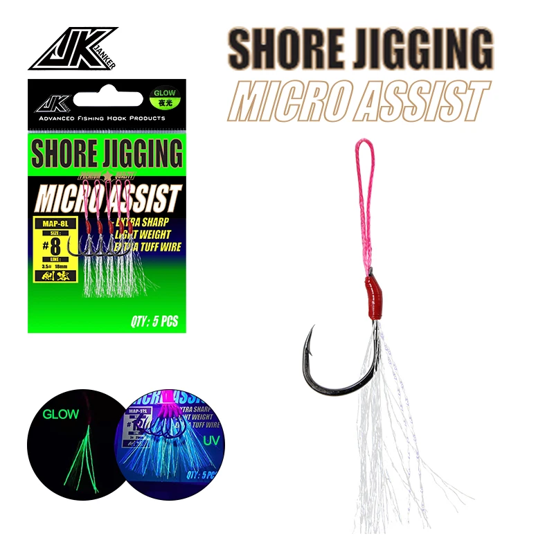 JK-MAP-Black-Slow-Jigging-Fishing-Hooks-Glow-PE-Line-Tied-5-12 ...