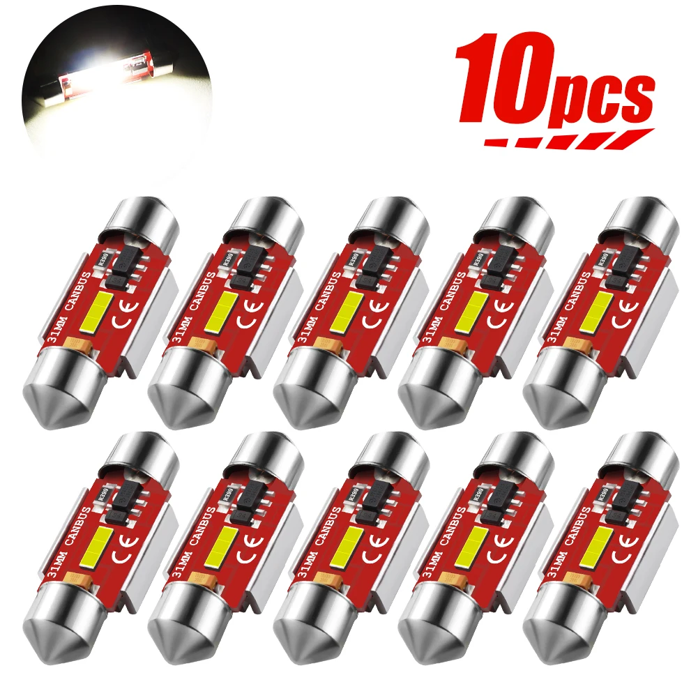 10pcs C5W C10W Festoon 31mm LED Bulbs CANBUS 1860 SMD White Lamp For Car Auto Interior External ...
