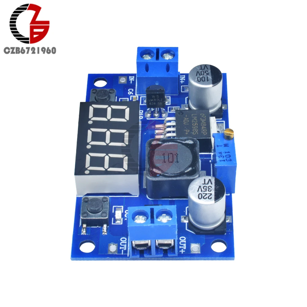 LM2596 2A Buck Step-down Power Converter Module LED Voltmeter hall road