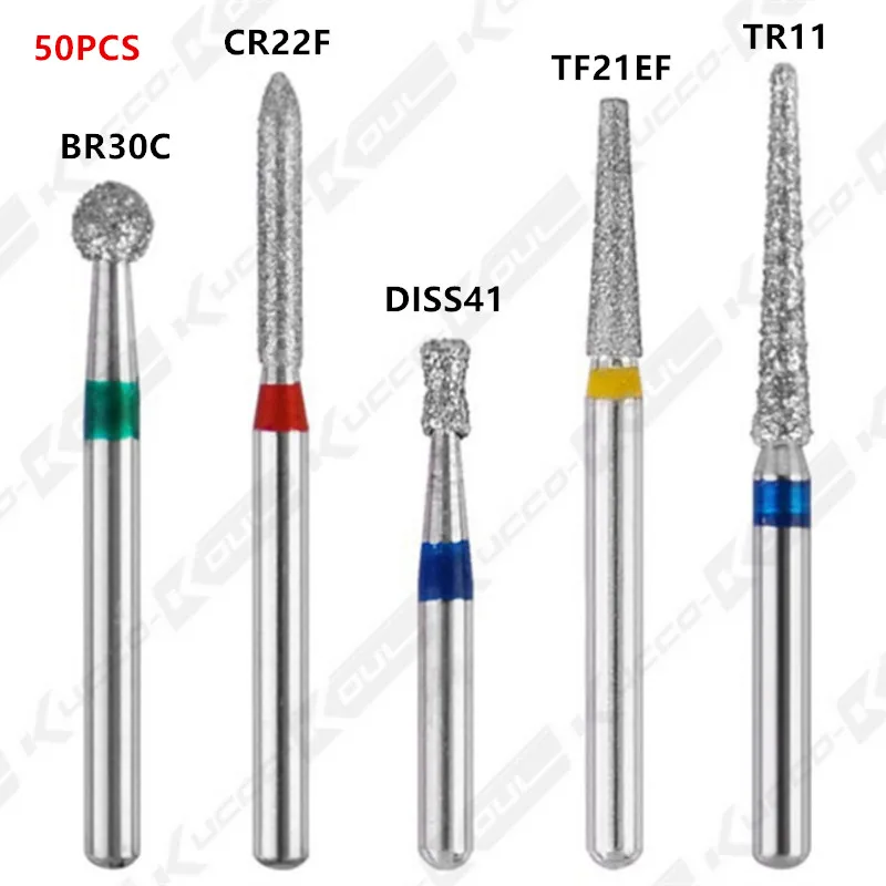 50Pcs/Pack Dental Diamond FG High Speed Burs for Polishing Smoothing SF ...