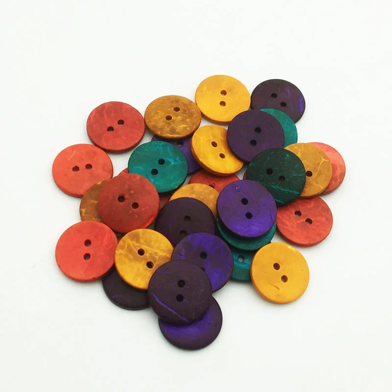 50PCS-Pack-15-20mm-2-hole-Round-Solid-Color-Wooden-Decorative-Buttons ...