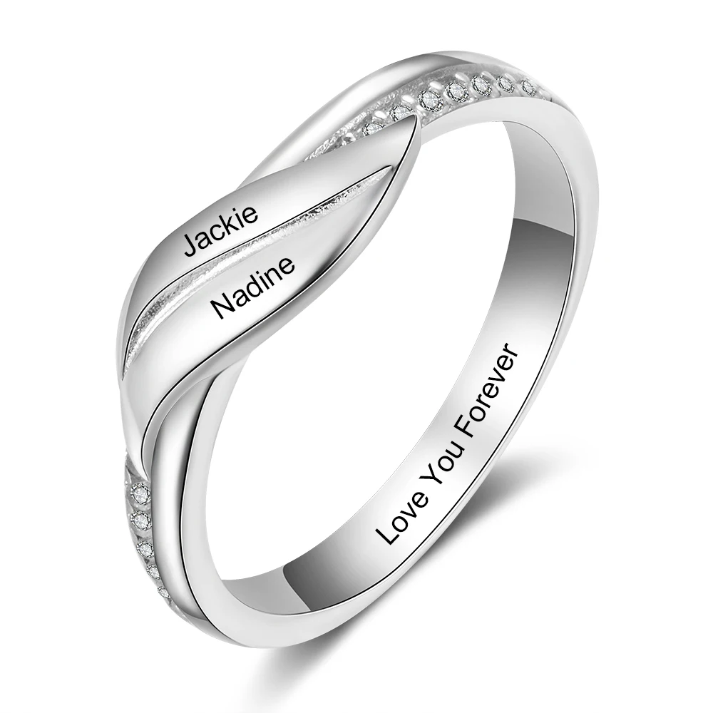 Personalized Rings Fashion Cubic Zirconia Jewlery Engraved 2 Names ...
