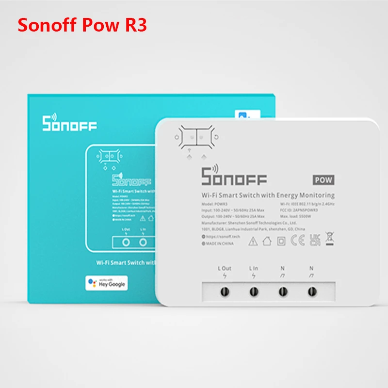 Sonoff Pow R2/r3, 15a 25a On/off High Power Smart Wifi Switch With Real ...