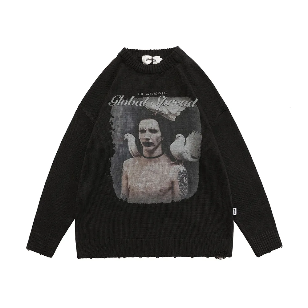 Knitted Satan Printed Graphic Gothic Designer Winter Fashion Goth ...