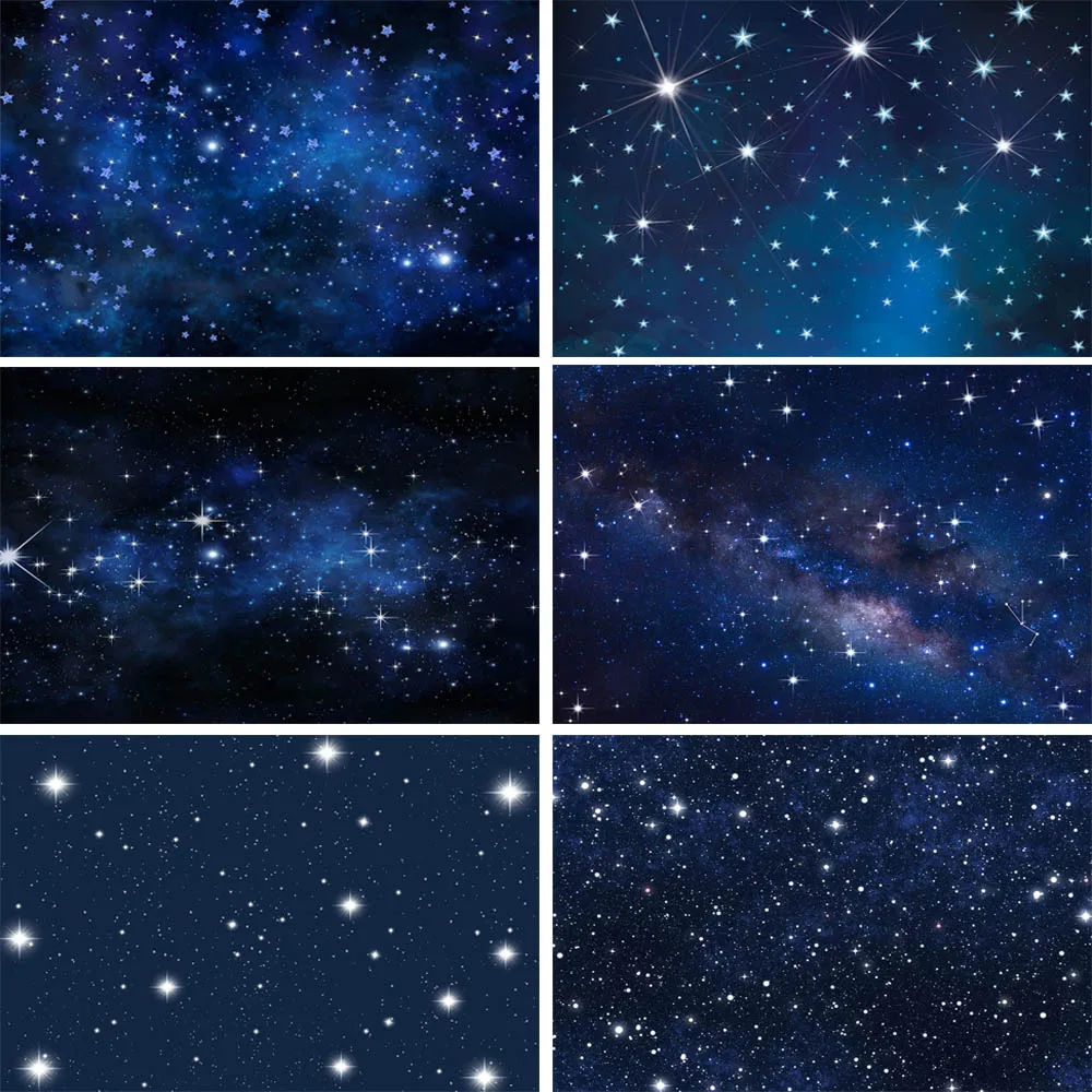 Glitter-Little-Stars-Night-Photography-Backdrop-Dark-Blue-Starry-Sky ...