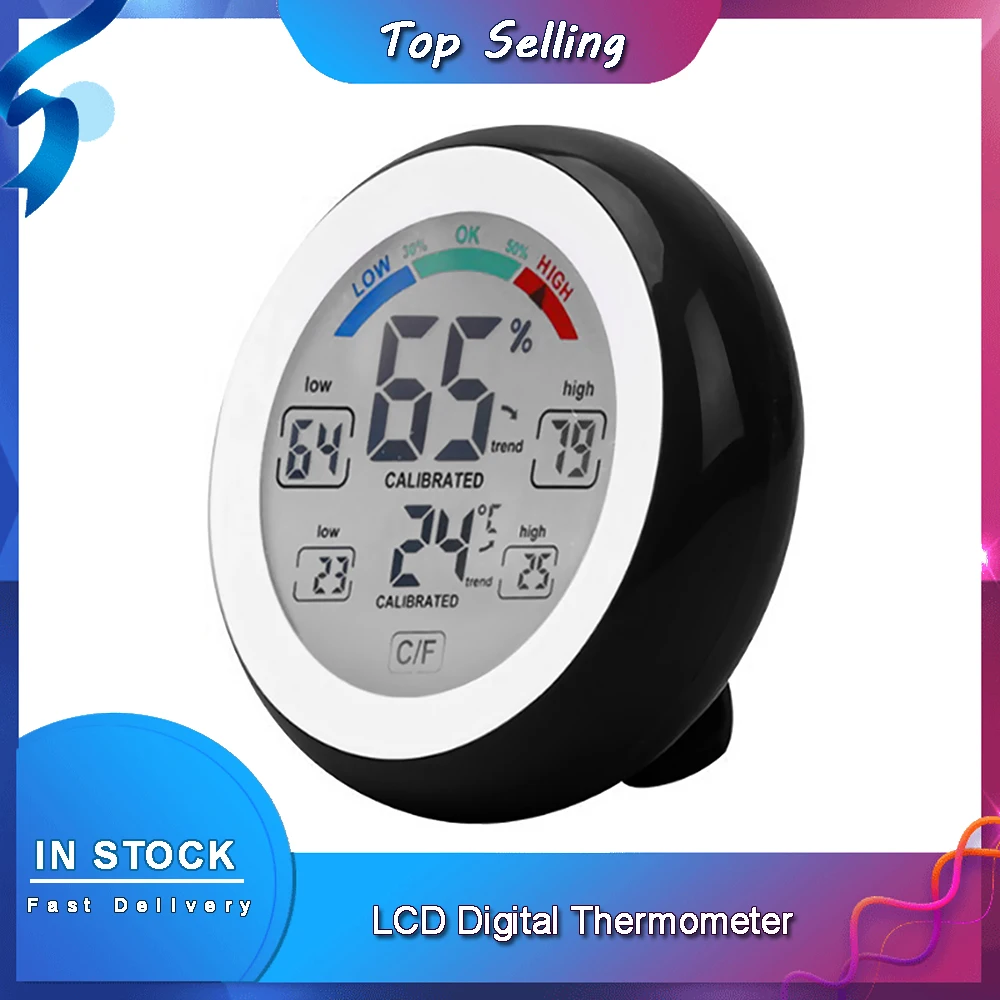Multifunctional Lcd Digital Thermometer Round | Round Digital Screen ...