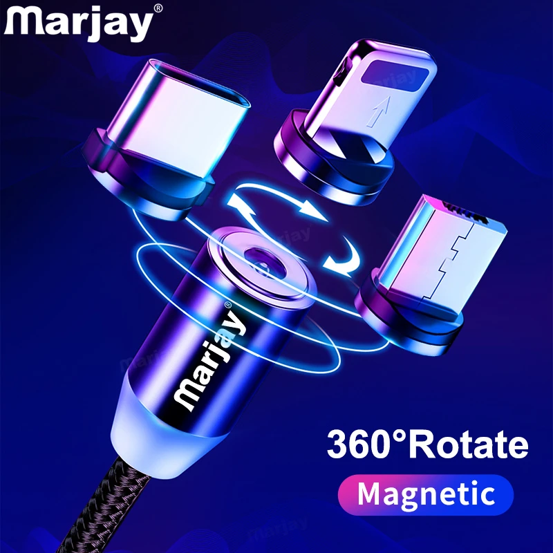 Marjay Cable magnético de carga rápida, Cable Micro USB tipo C para iPhone, Samsung, Xiaomi ...