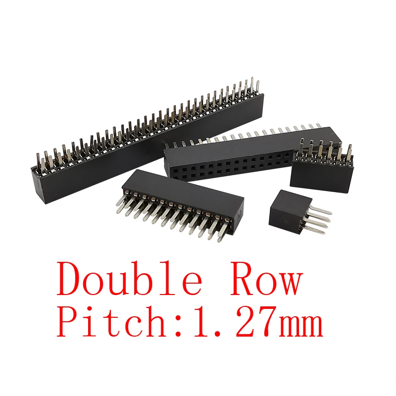 10Pcs-Black-1-27-mm-Pitch-Double-Row-Female-Pin-Header-Socket-Straight ...