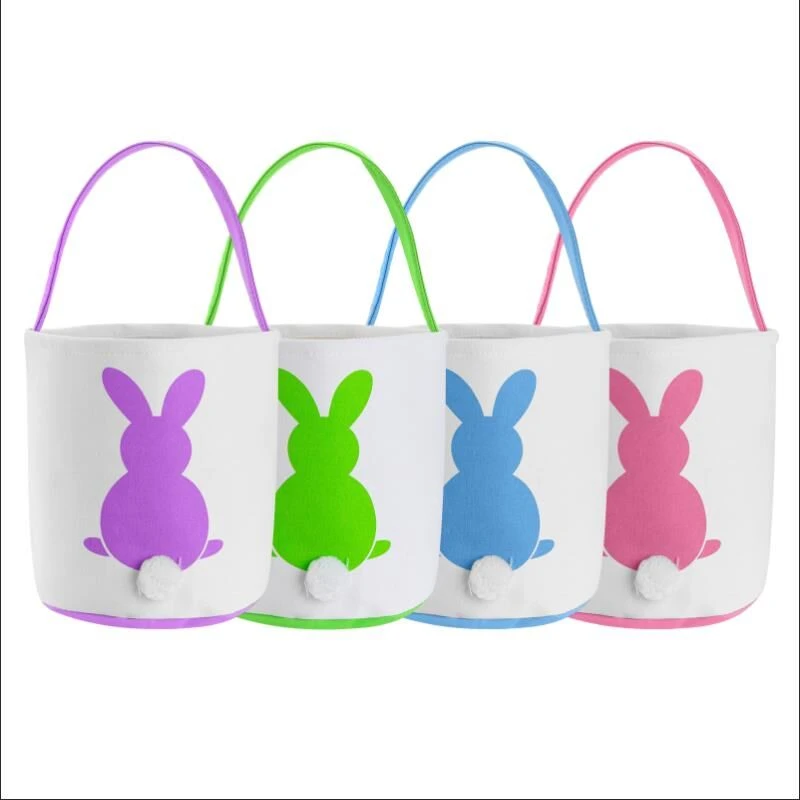 10pcs Bulk Easter Basket Canvas Bunny Face Gift for Kid Fluffy Tails ...