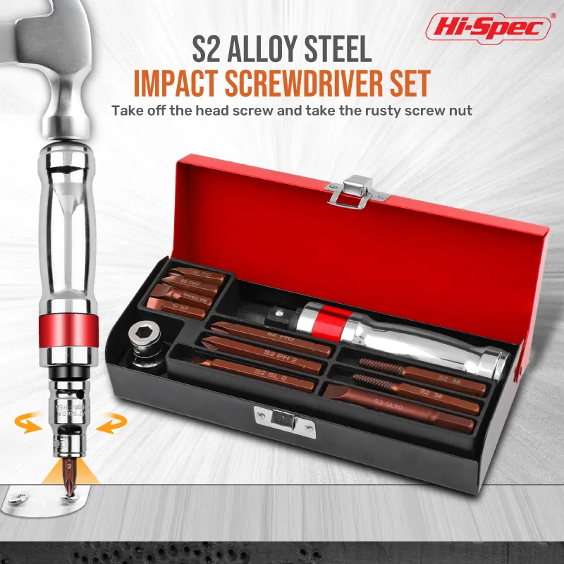 Hi-spec Impact Screwdriver Set Shock Slotted Cross Screwdriver Bit Set ...