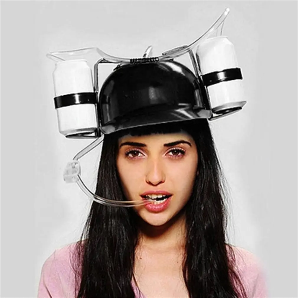 Beer-Soda-Drinks-Guzzler-Helmet-Fun-Drinking-Hat-Straw-Hat-Black-Party ...