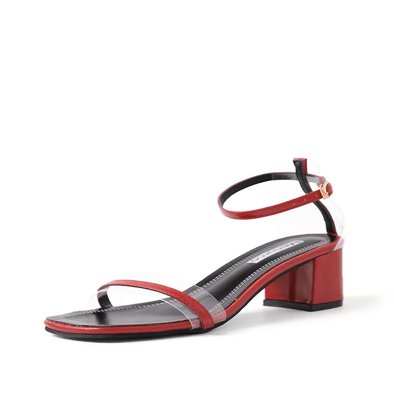 Sandalias rojas de red para mujer 2019 verano nuevo dedo del pie ...