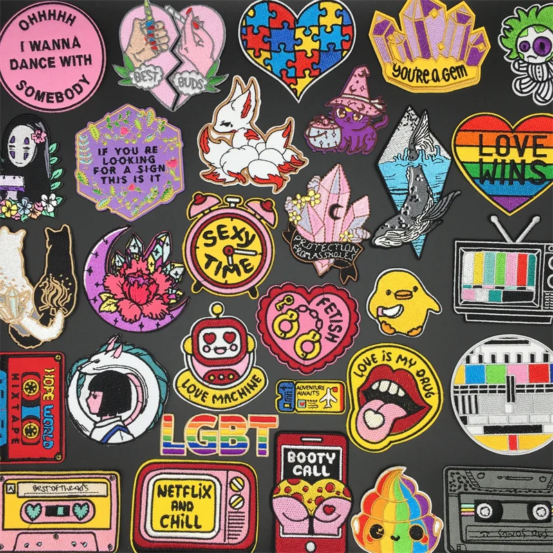 Tambal Bordir Mulut Bibir Bebek untuk Pakaian Kartun Lencana Besi Pada ...