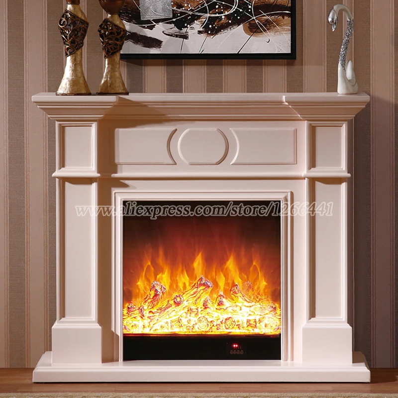 Decorative-Chimney-Heating-Fireplace-Set-W120cm-Wooden-Mantel-plus ...