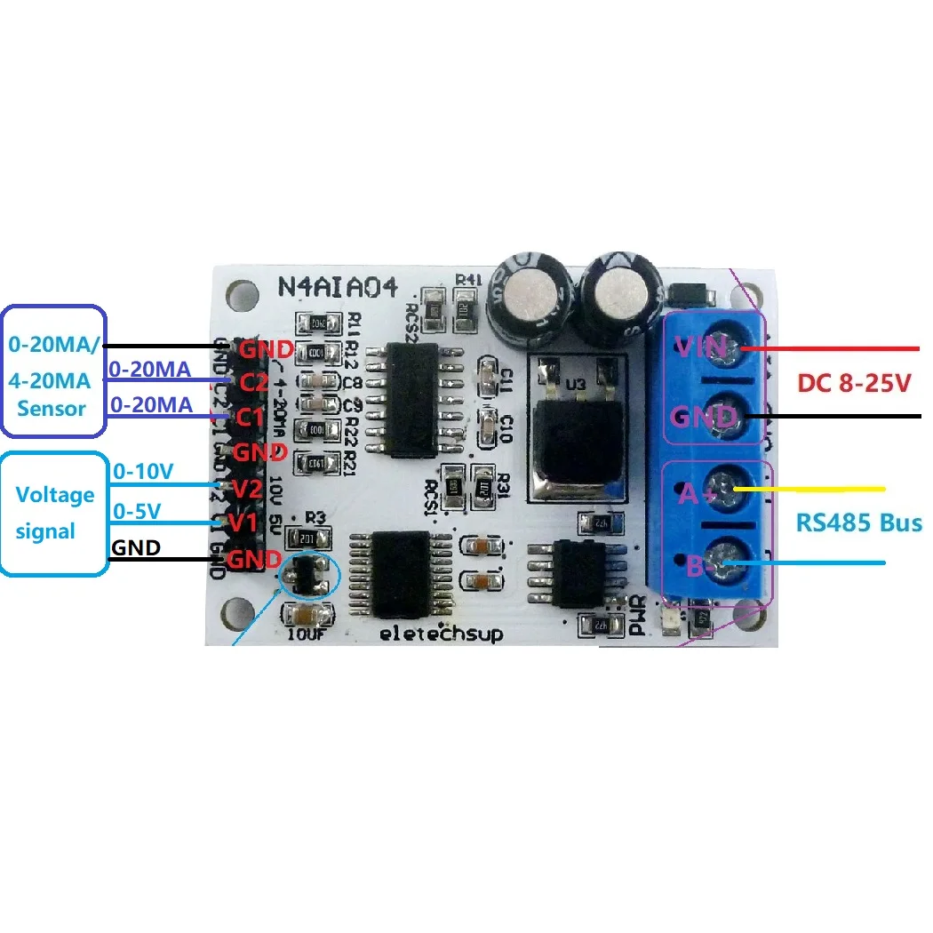 Módulo de adquisición de señal de voltaje RS485 Modbus RTU para instrumentos de medición de ...