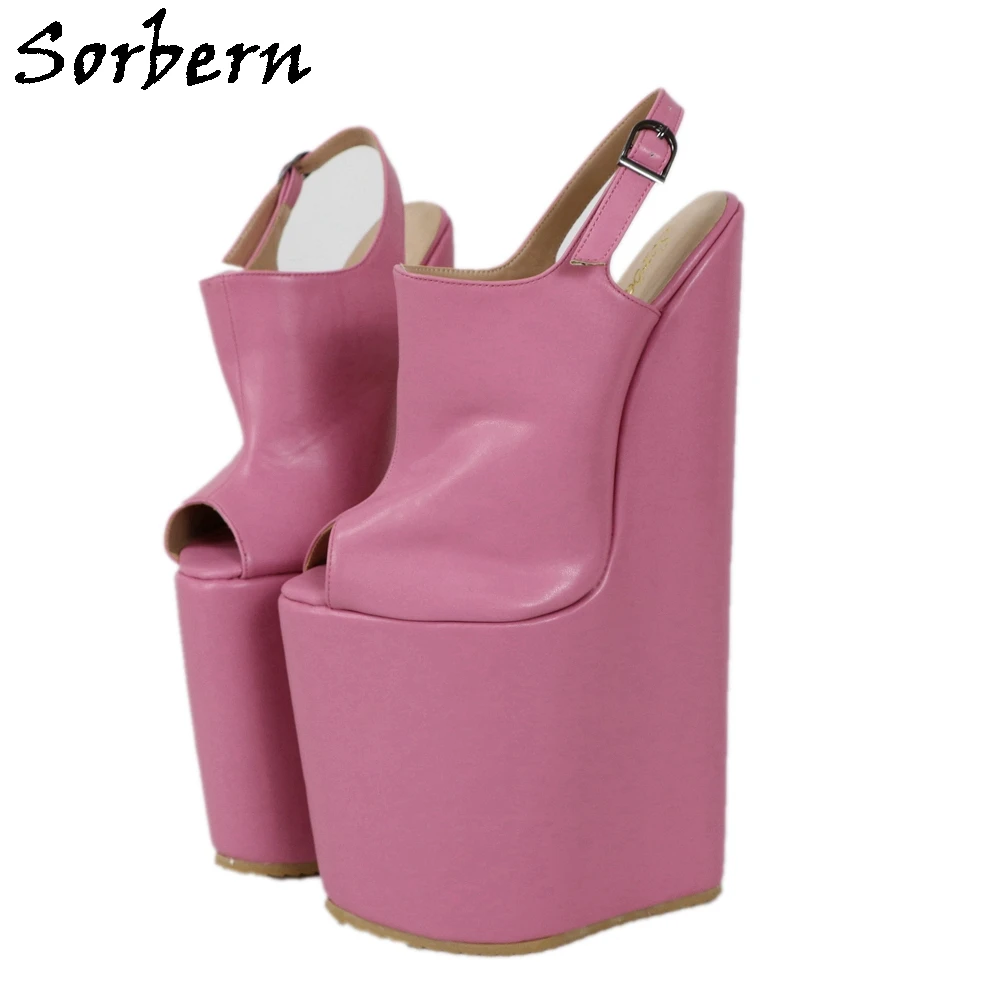 Sorbern Custom 30cm Extreme High Wedges Women Pumps Slingback Peep Toe ...