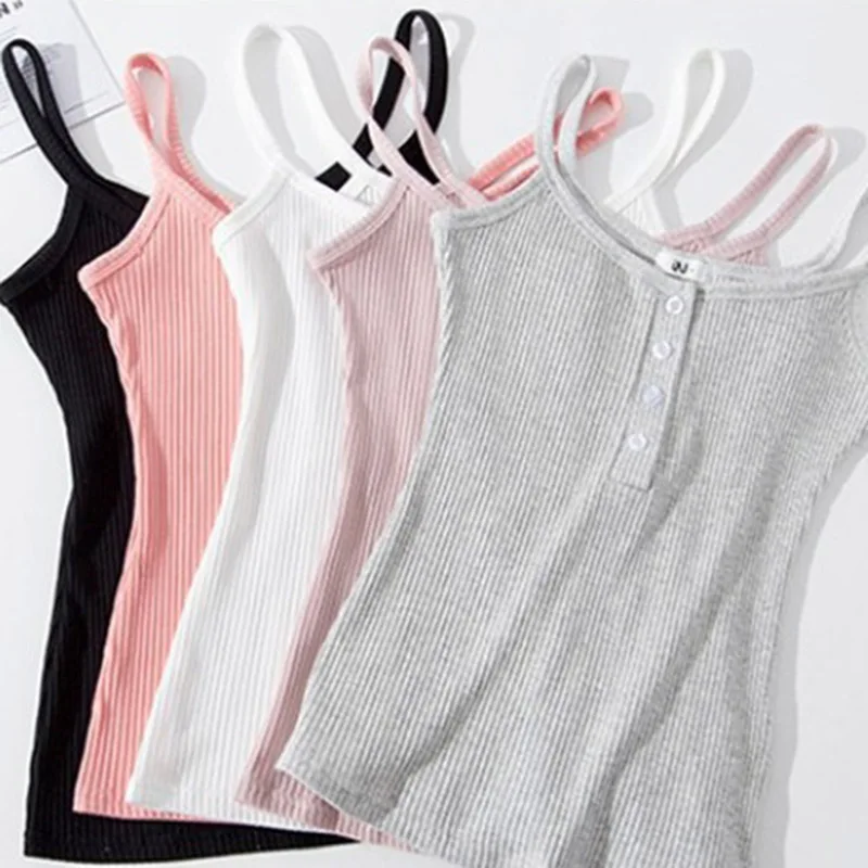 New Women Sleeveless Camisole Wrapped Chest Tank Top Slim Up Fit Front ...