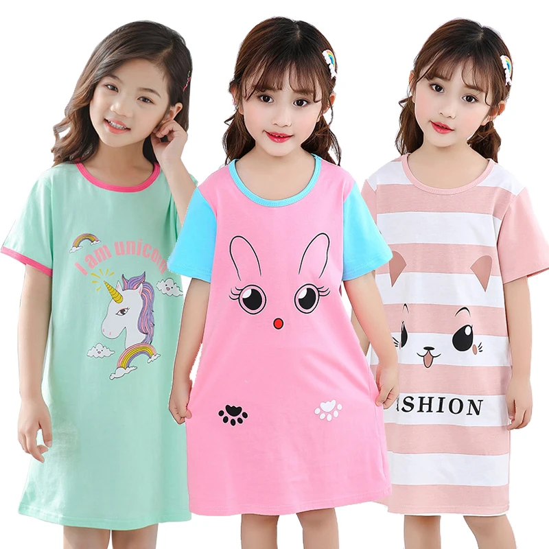 Summer-Cotton-Nightdress-Girls-Unicorn-Nightgown-Fashion-Clothes ...