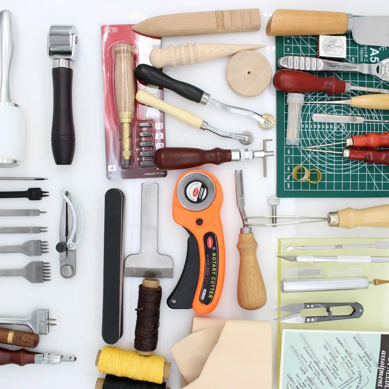 Leather Craft Tools Kit Including Leather Sewing Tools, with Swivel ...