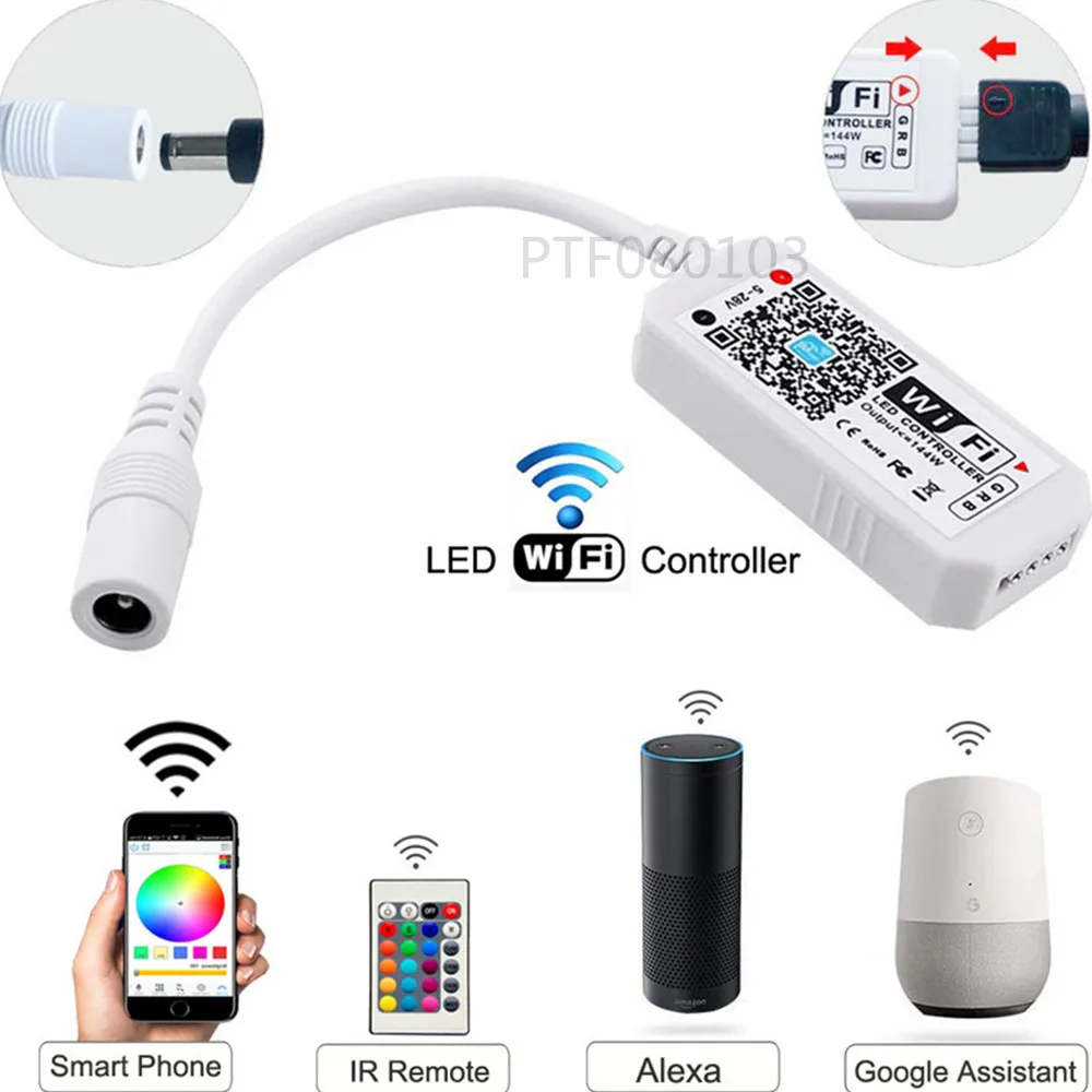 RGB / RGBW LED 스트립에 대 한 RF IR 24Key 원격 제어와 Wifi RGB / RGBW LED 컨트롤러 미니 ...