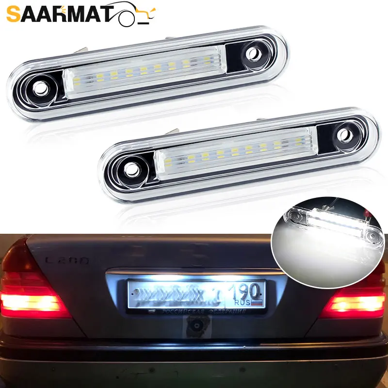 For-Benz-E-Class-W124-190-W201-C-Class-W202-Car-Rear-white-LED-license ...