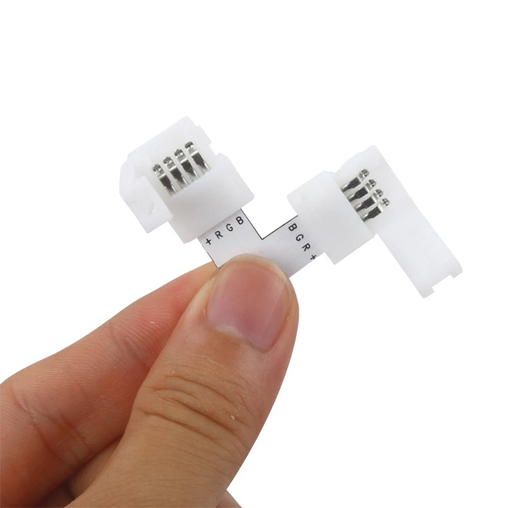 4Pin 10mm L Shape Solderless Connector For LED Strip Light 免焊连接器 [S ...