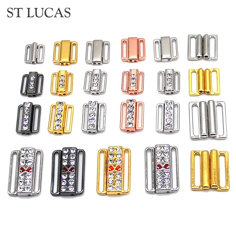 2pcs/lot silver gold Rectangle Tape Closure Hook & Clasp Rhinestone bra ...