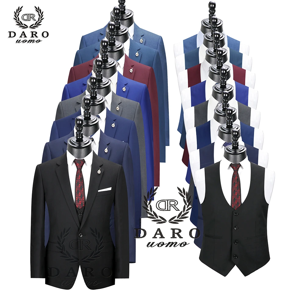 2020 DARO Men Suits Slim Fit Jacket pants vest for Business Work and ...