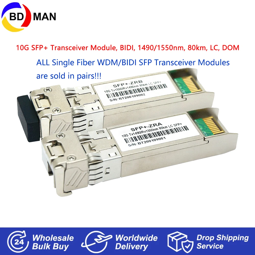 A-Pair-10G-SFP-Optic-Transceiver-Module-LC-Connector-1490-1550nm-80KM ...