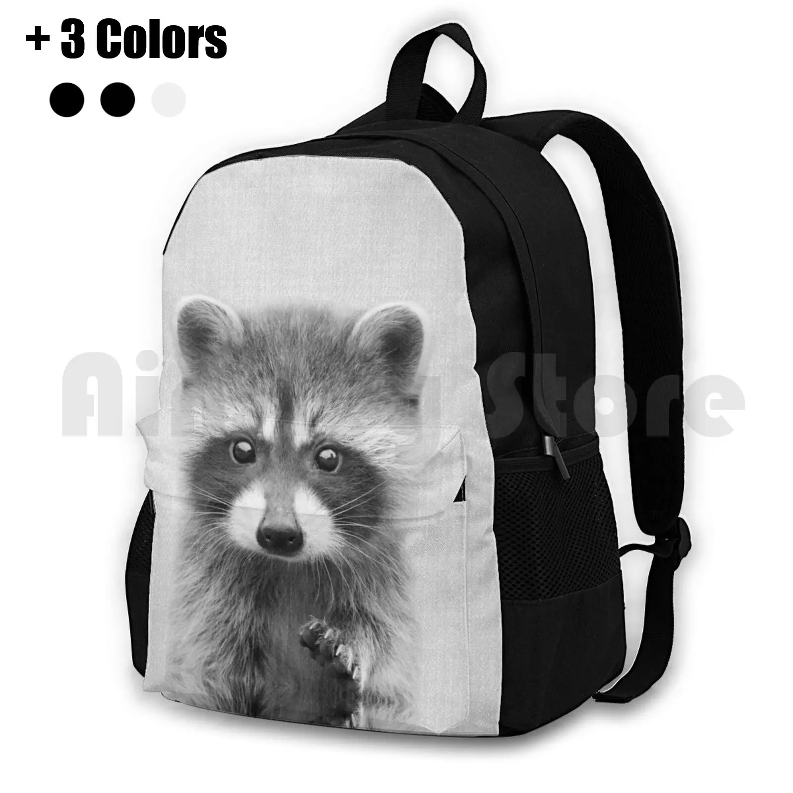 Raccoon-Black-White-Outdoor-Hiking-Backpack-Waterproof-Camping-Travel ...