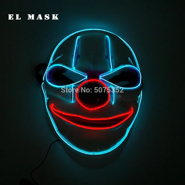 Horror Maska Luminous Glowing Neon EL Mask Cosplay LED Mask ...