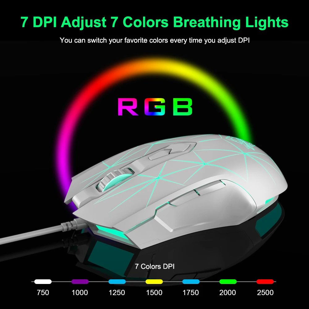 Buy Ajazz AJ52 RGB USB Wired Gaming Mouce 2500DPl Programmable 7 ...