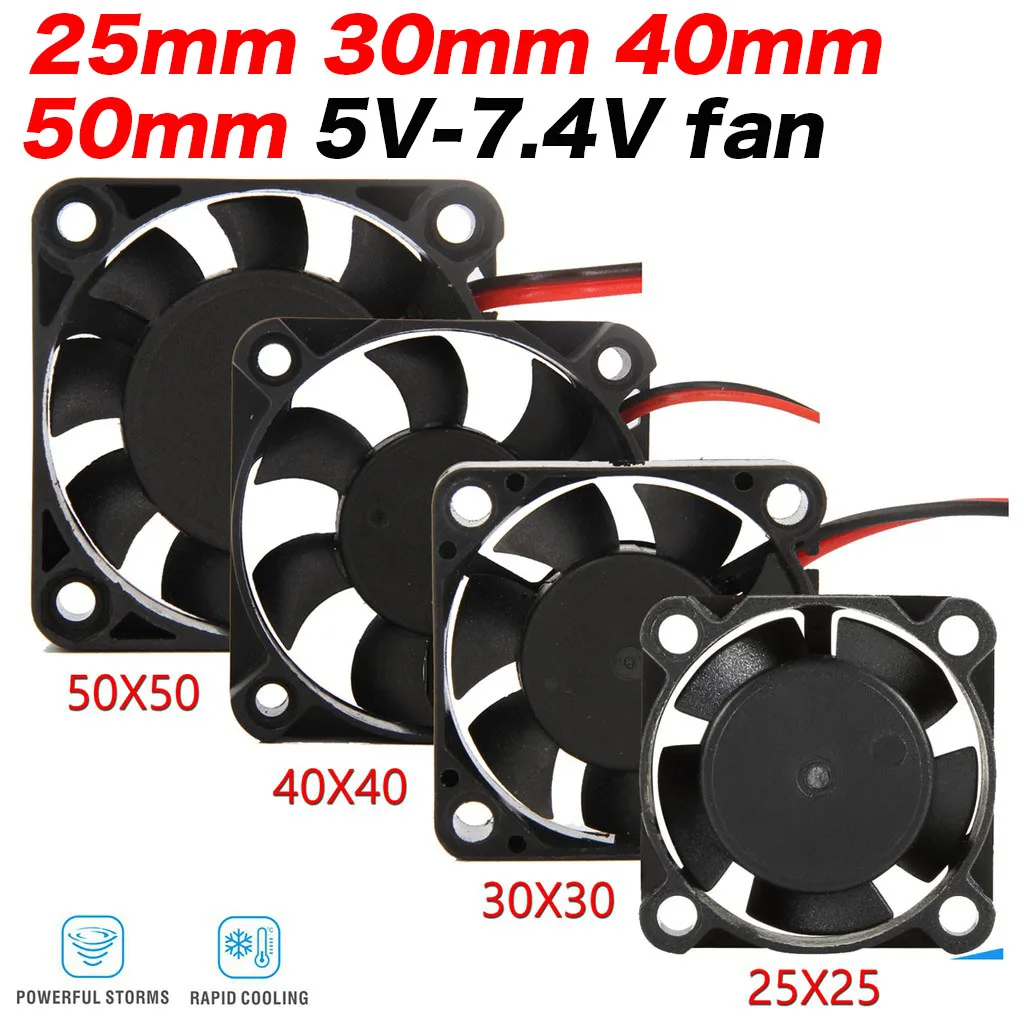 Rc Motor Fan 25/30/35/40/50mm 8000rpm 5v-7.4v Dc High Wind Cool Motor ...