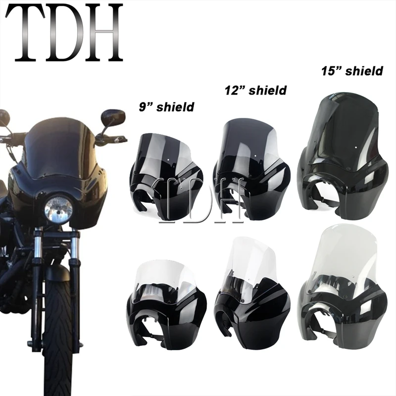 Motorcycle Custom 5.75" Headlight Fairing 9" 12" 15" Shield Front Light ...