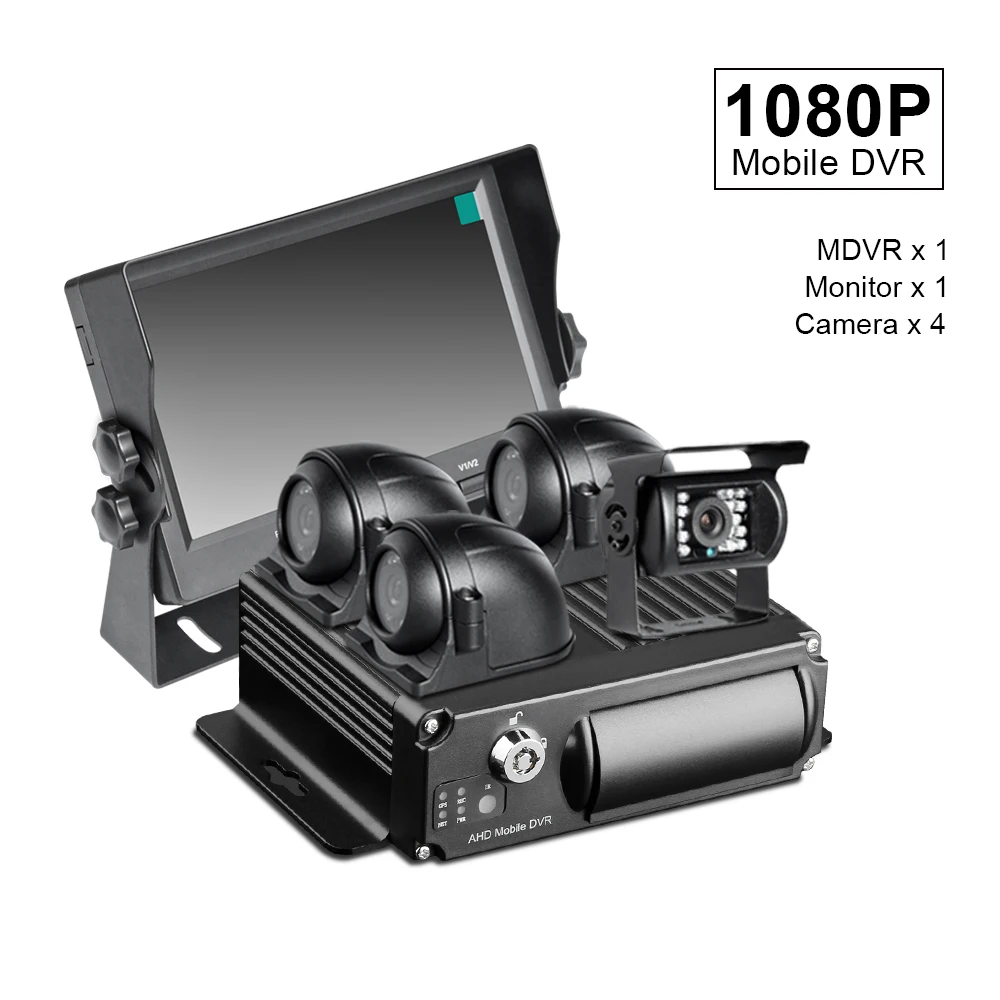 1080P Waterproof Night Vision AHD Car Dvr 4 Camera+4CH SD Truck Bus ...