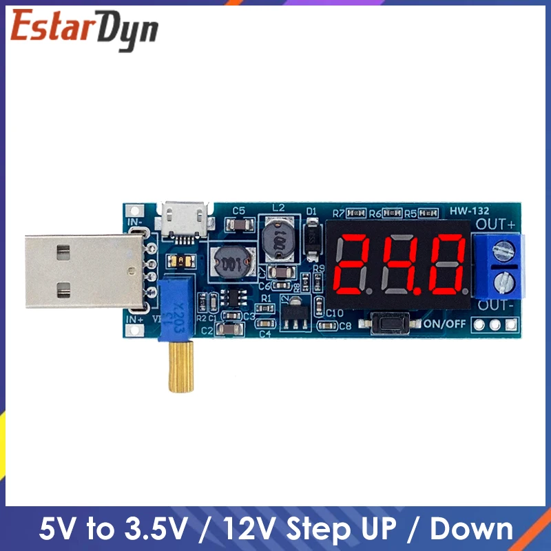 Boost Buck Converter USB Step UP / Down Power Supply Module DC-DC 5V to 3.3V / 12V Adjustable ...