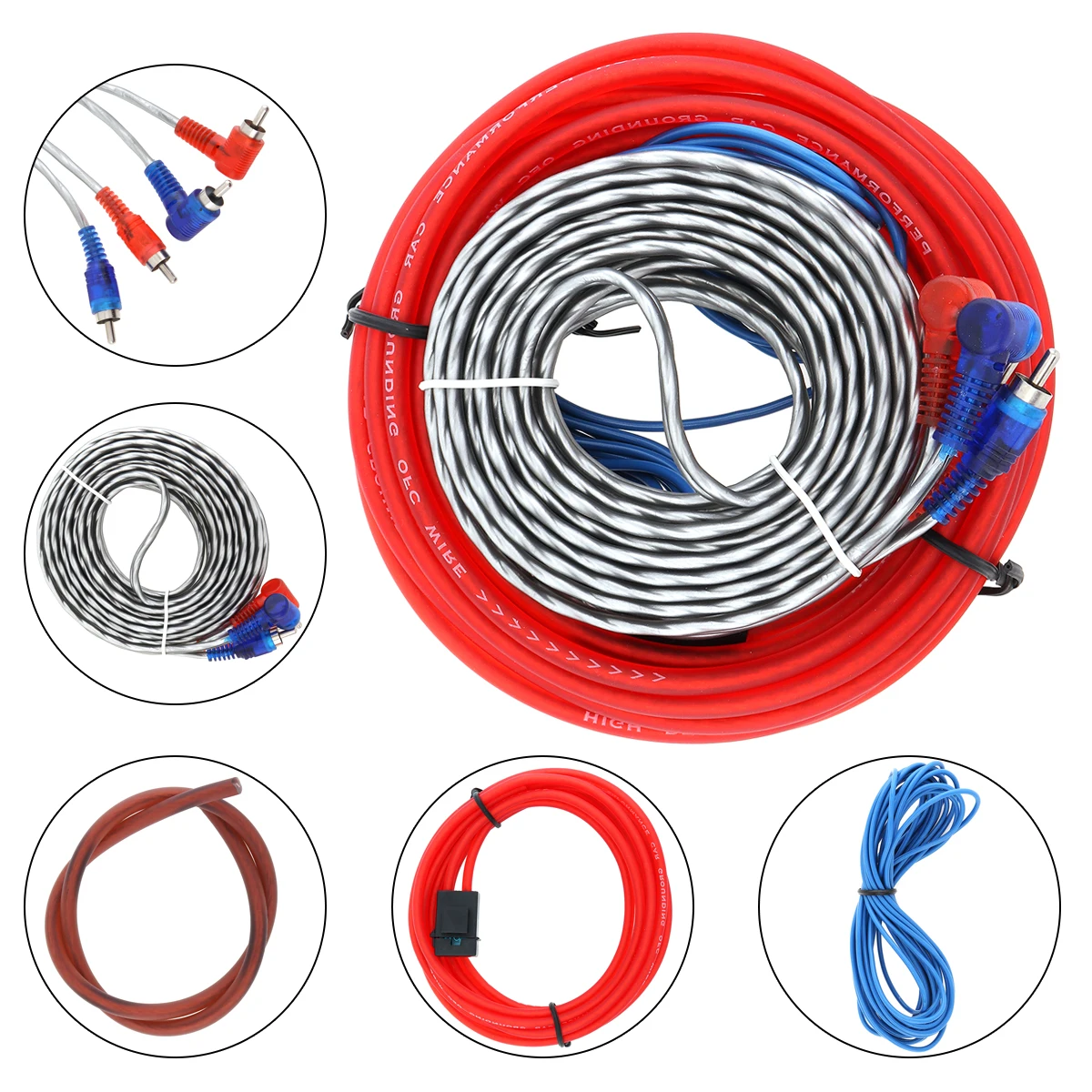 1 Set 10Ga Car Audio Wire Wiring Kit Car Speaker Cable Auto Power ...