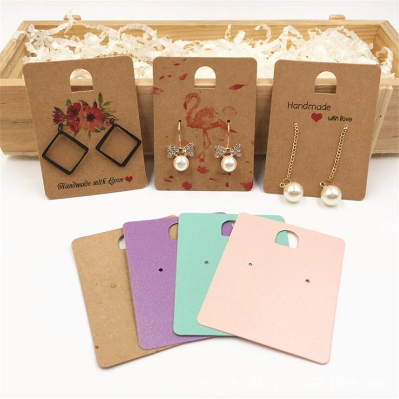 50pcs 6.5x5cm Blank Paper Ear Jewelry Display Earring Cards Hang Favor ...