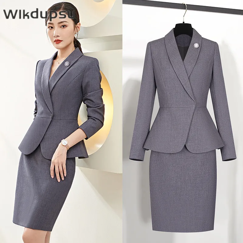 Formal-Skirt-Suits-For-Women-Office-Lady-Elegant-Business-Work-Wear-Two ...