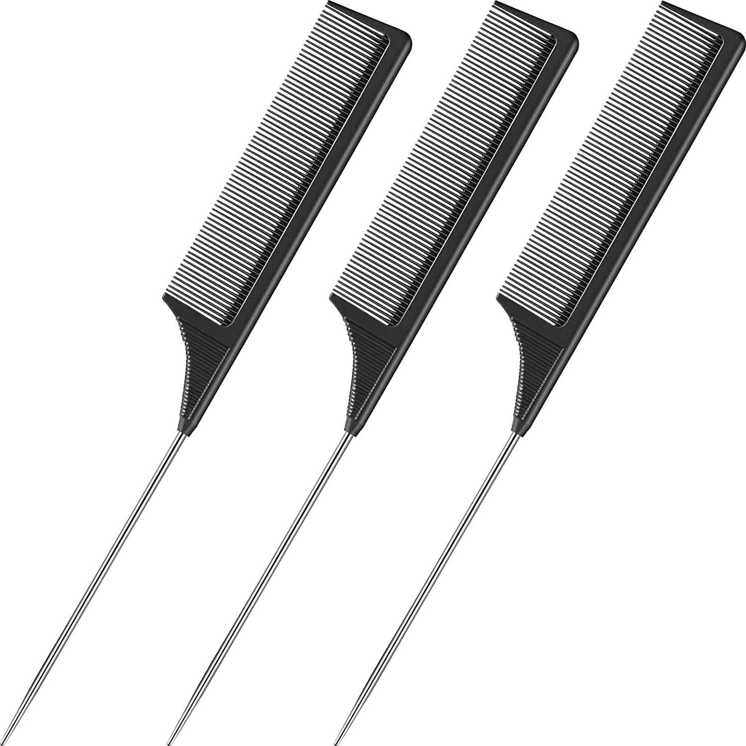 3-Packs-Rat-Tail-Comb-Steel-Pin-Rat-Tail-Carbon-Fiber-Heat-Resistant ...