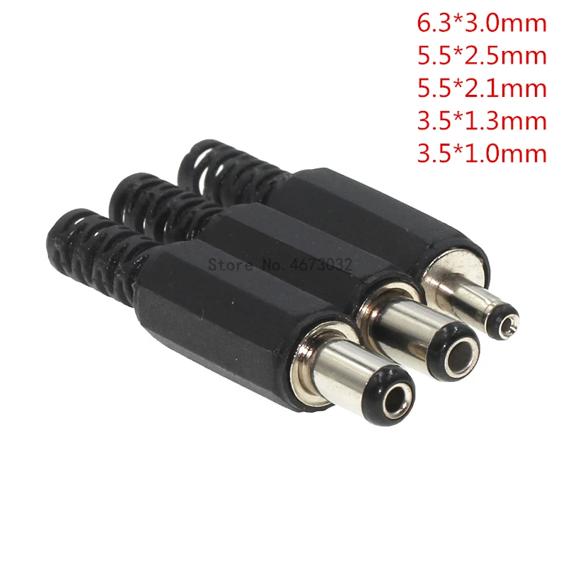 10Pcs DC Power Male Plug Jack Adapter Male 5.5x2.1mm 5.5x2.5mm 3.5x1 ...