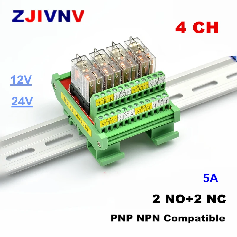 4-channel 2no+2nc Interface Pnp Npn Compatible Din Rail Mounting Interface Relay Module G2r-2 5a ...