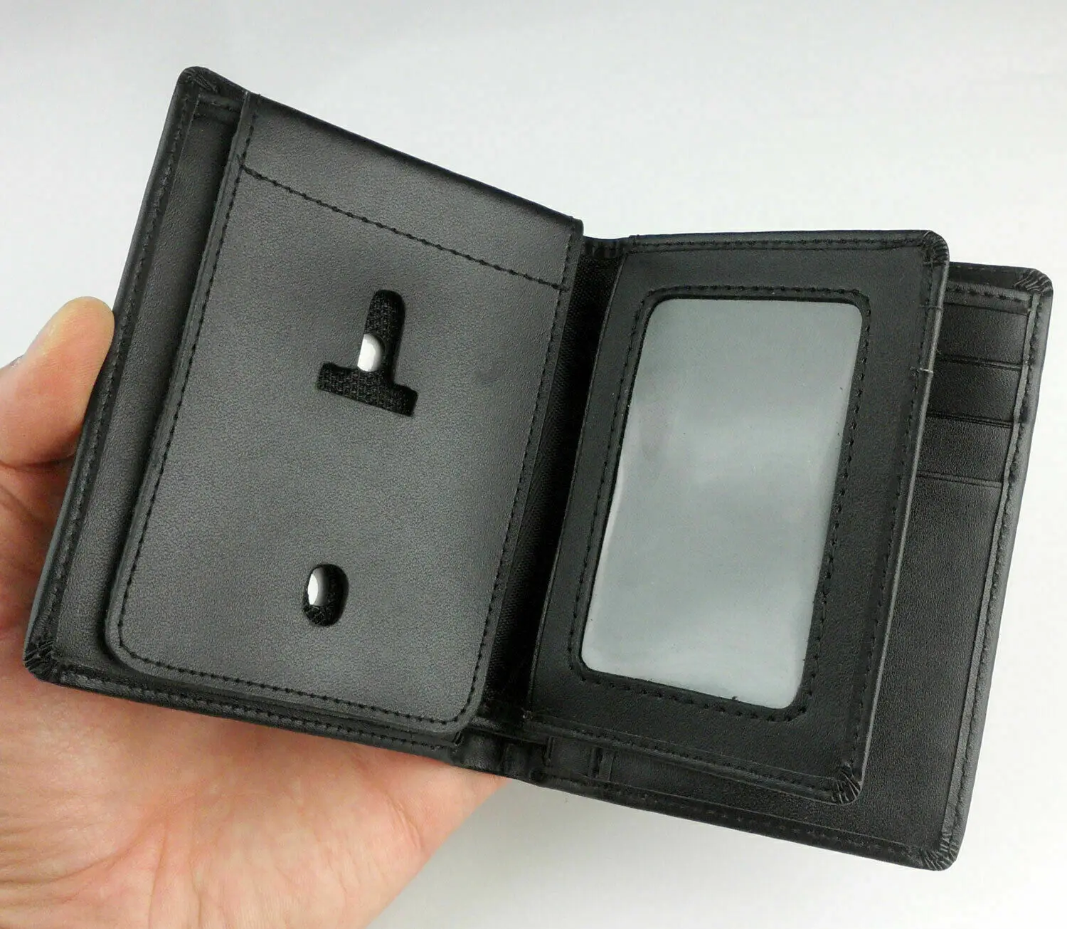 US Police Wallet Badge Holder Bifold Wallet Black Leather -no badge ...