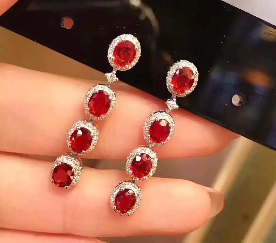 Natural Ruby Women's Pendant Earrings With Timeless Design Exquisite ...