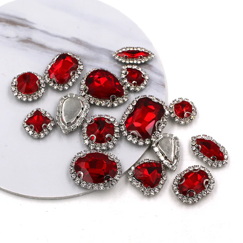 Stones Crystals Sew Red | Red Rhinestones Decoration | Sewing ...